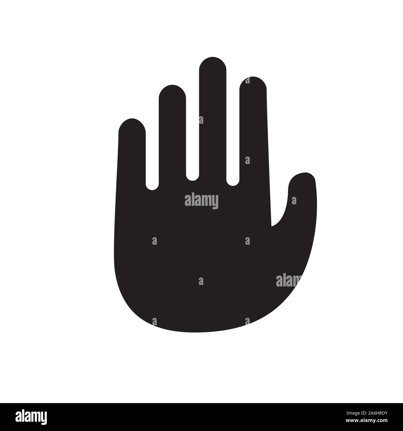 hand open palm stop black on a white isolated background. Vector image ...