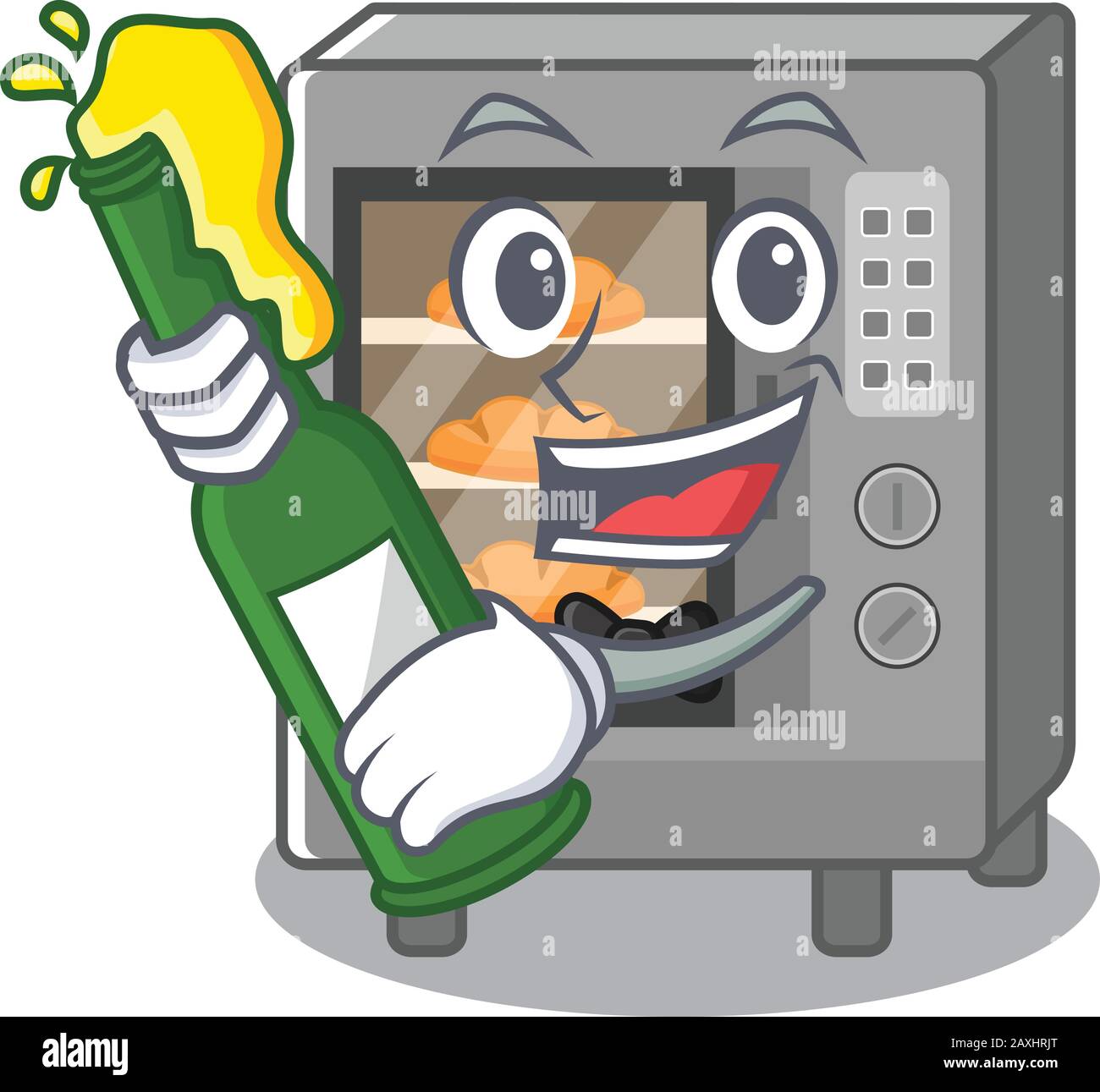 mascot cartoon design of oven cake with bottle of beer Stock Vector ...
