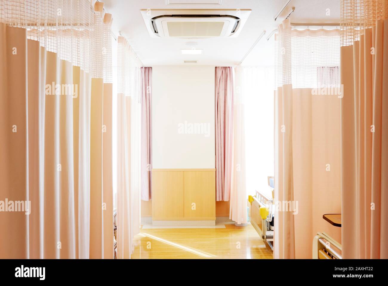 Hospital room with privacy medical curtain in a Japanese hospital Stock ...