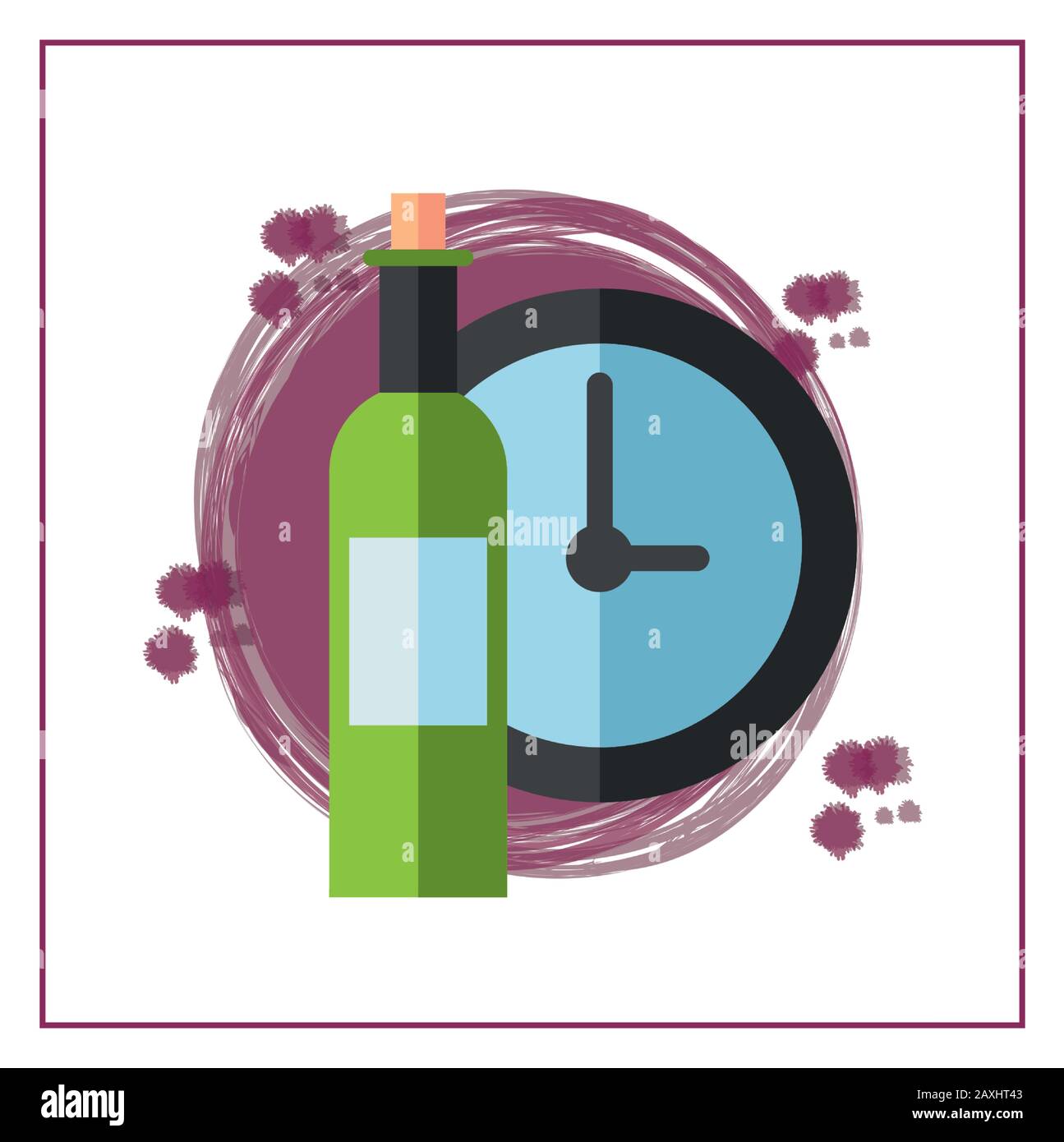 wine bottle drink with time clock Stock Vector Image & Art - Alamy