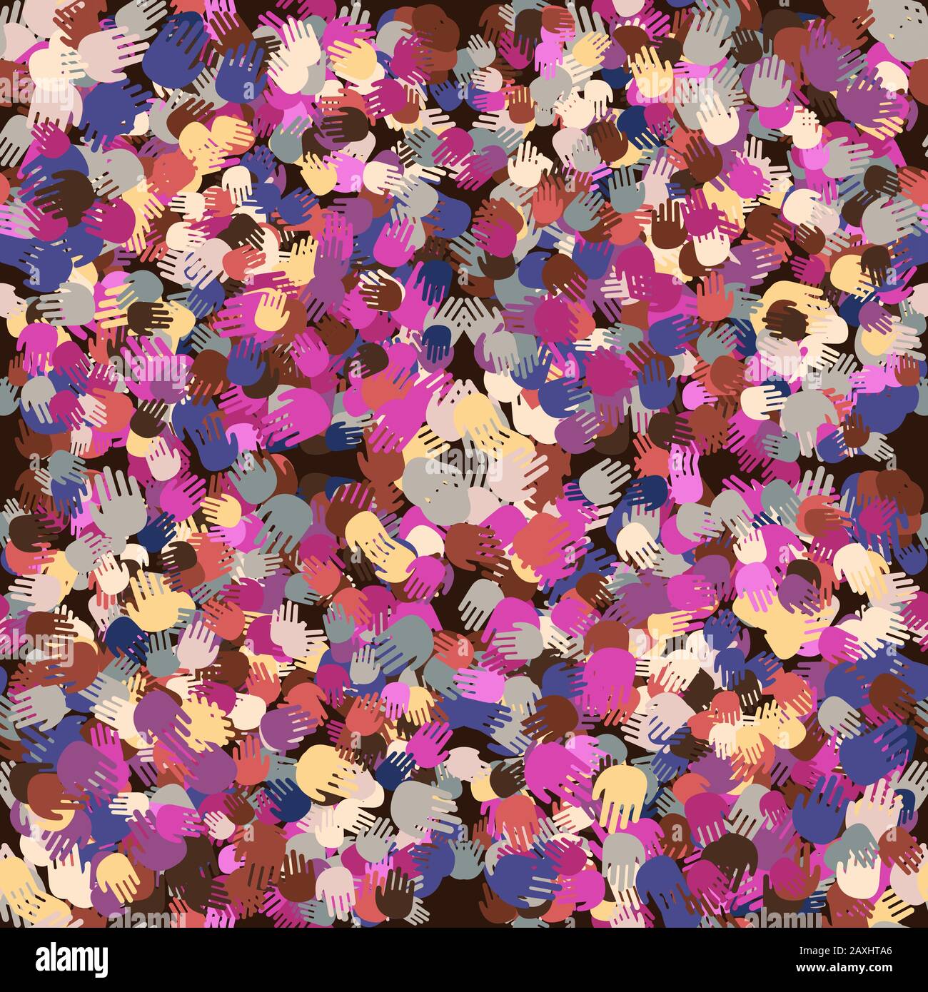 seamless pattern of colored hands. Vector image Stock Vector Image ...