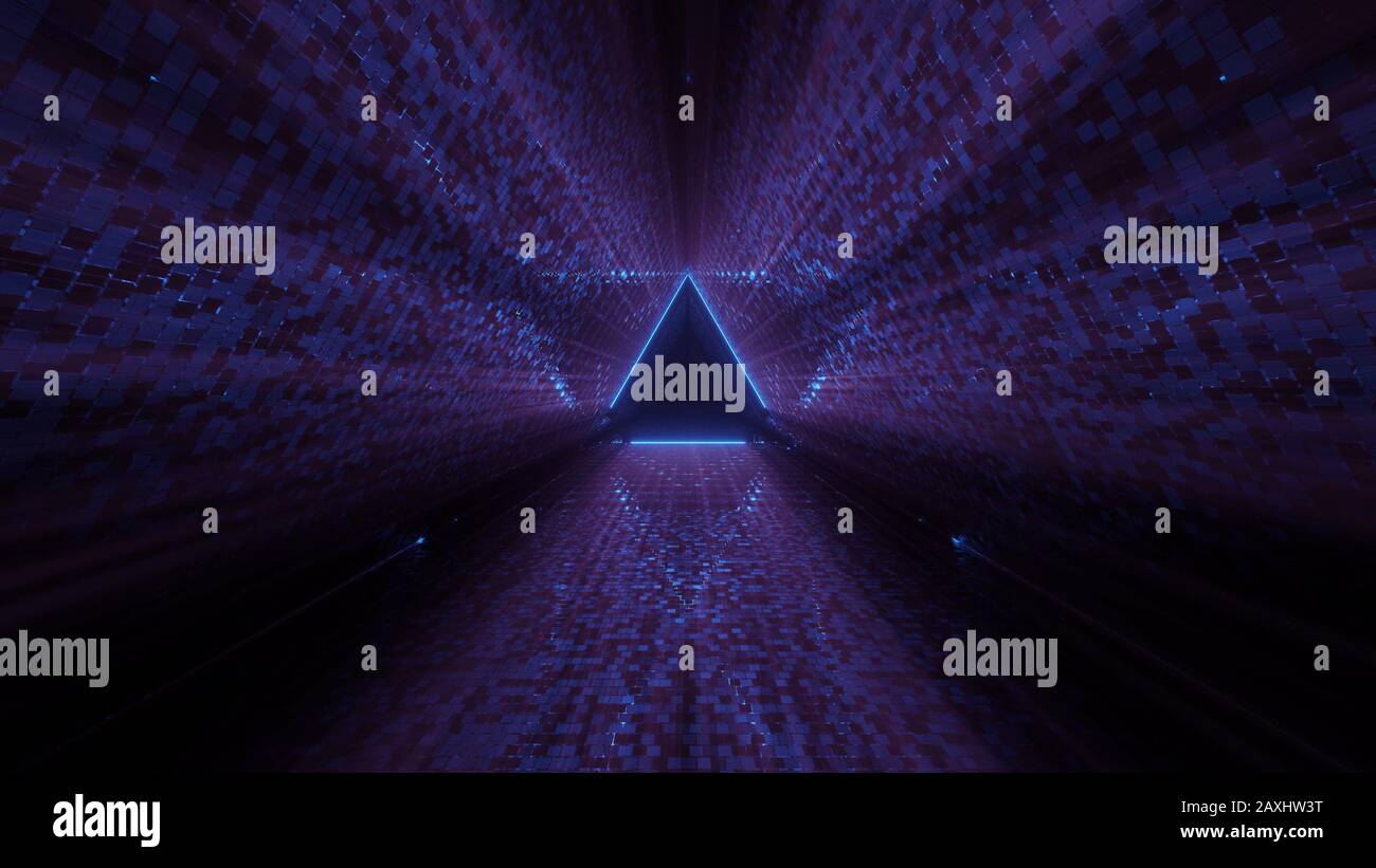 Cool futuristic background with a lit purple and blue triangle in the ...