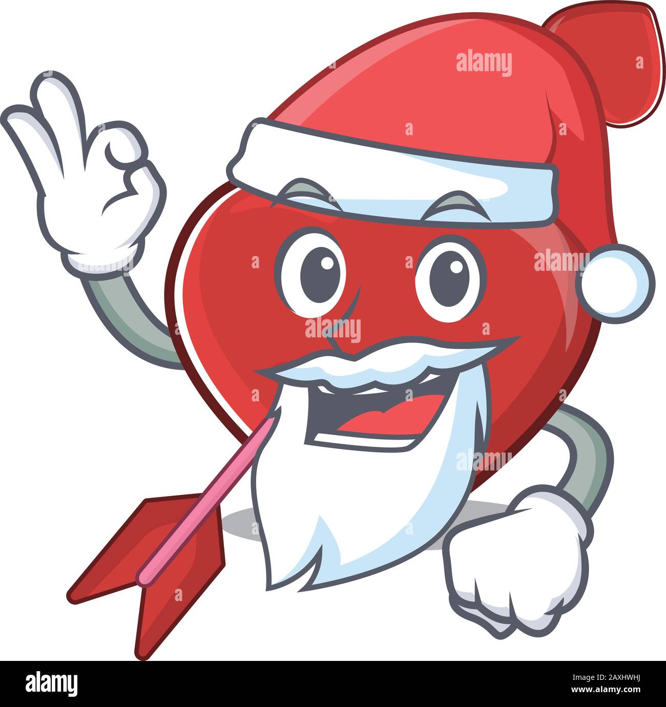Heart and arrow in Santa cartoon character style with ok finger Stock ...