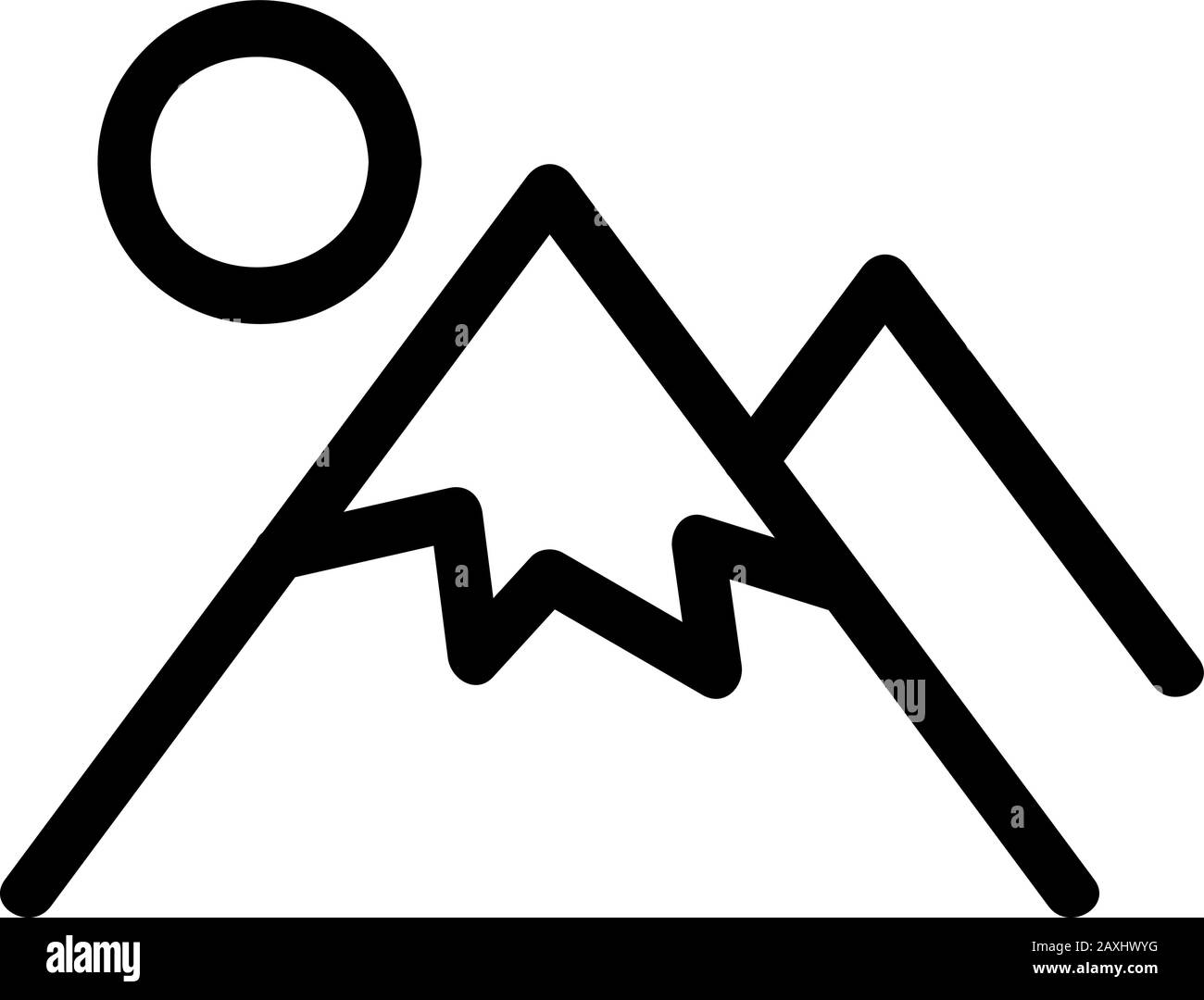 The mountain sun icon is a vector. Isolated contour symbol illustration ...
