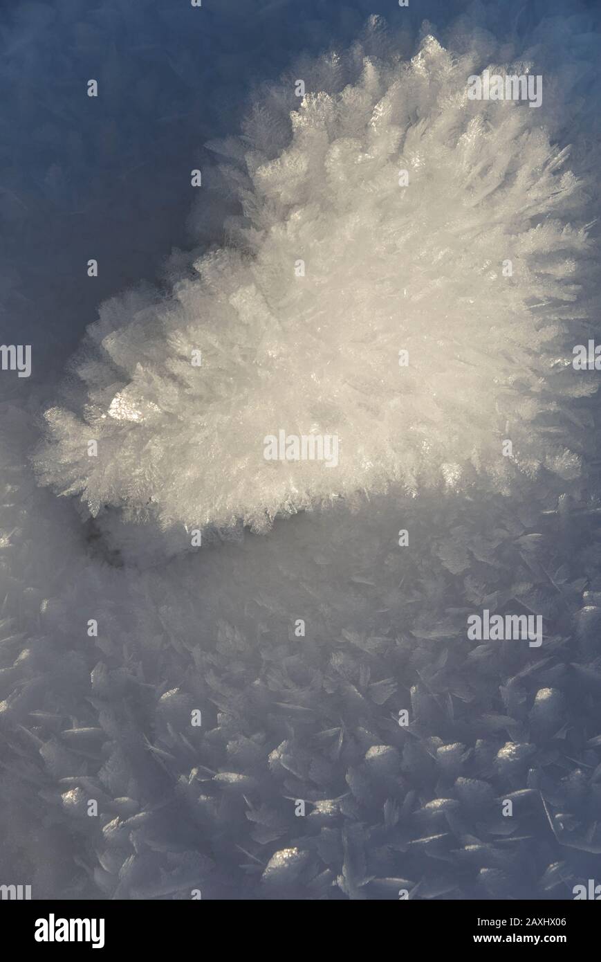 Snow covered bumps on the surface of the earth. Large crystals, like ...