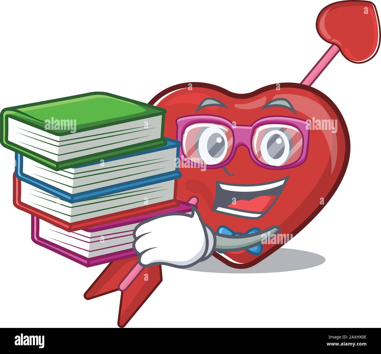 mascot cartoon of heart and arrow studying with book Stock Vector Image ...
