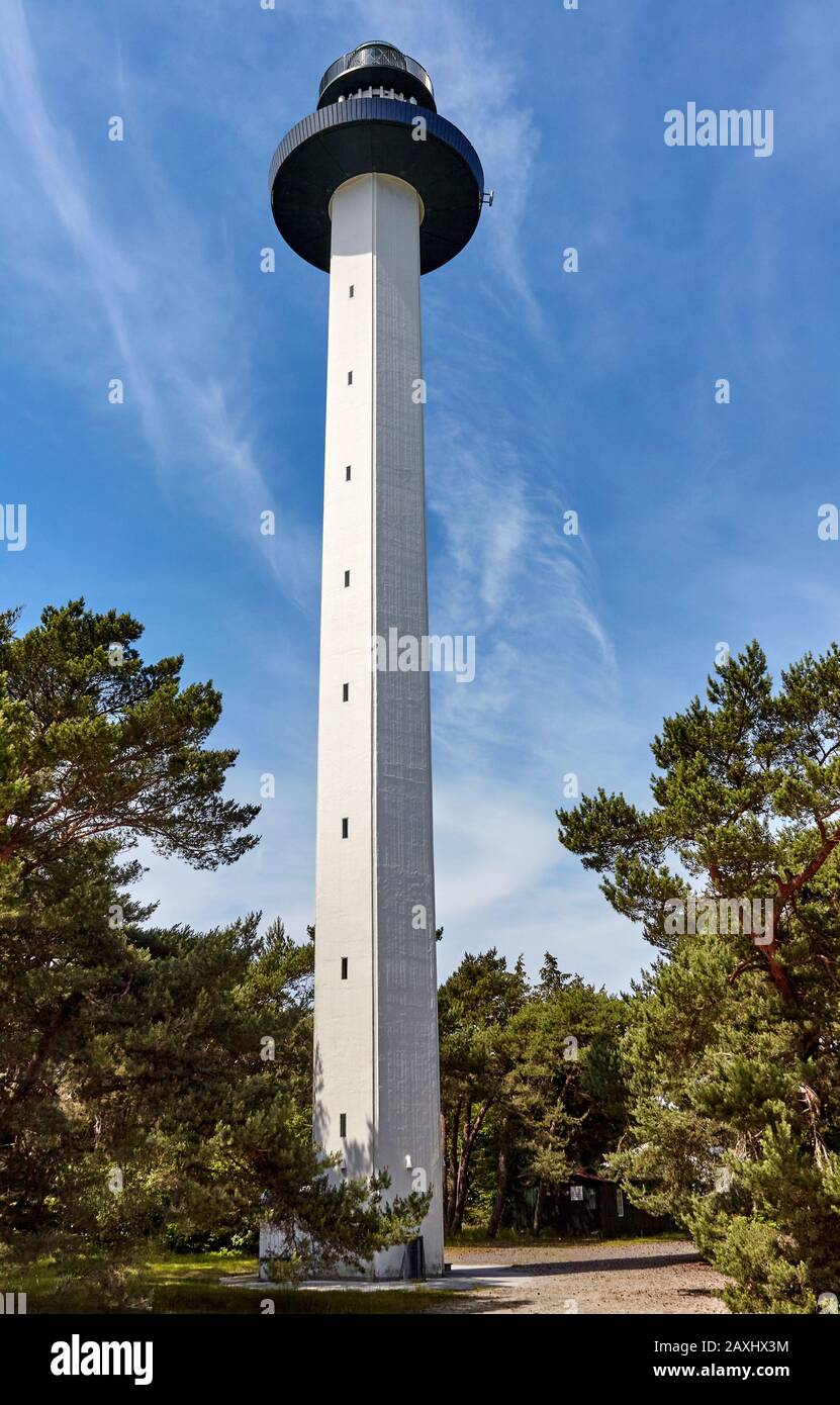 Vertical shot of Denmark's tallest Dueodde lighthouse in Bornholm ...