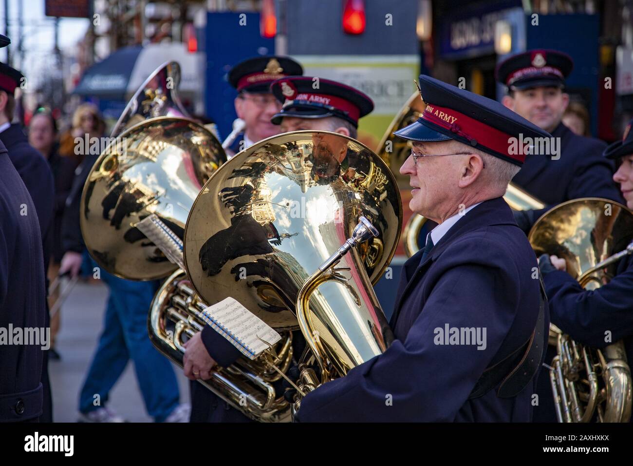 LONDON, UNITED KINGDOM - Mar 08, 2009: The Sally Army plays on Sunday ...