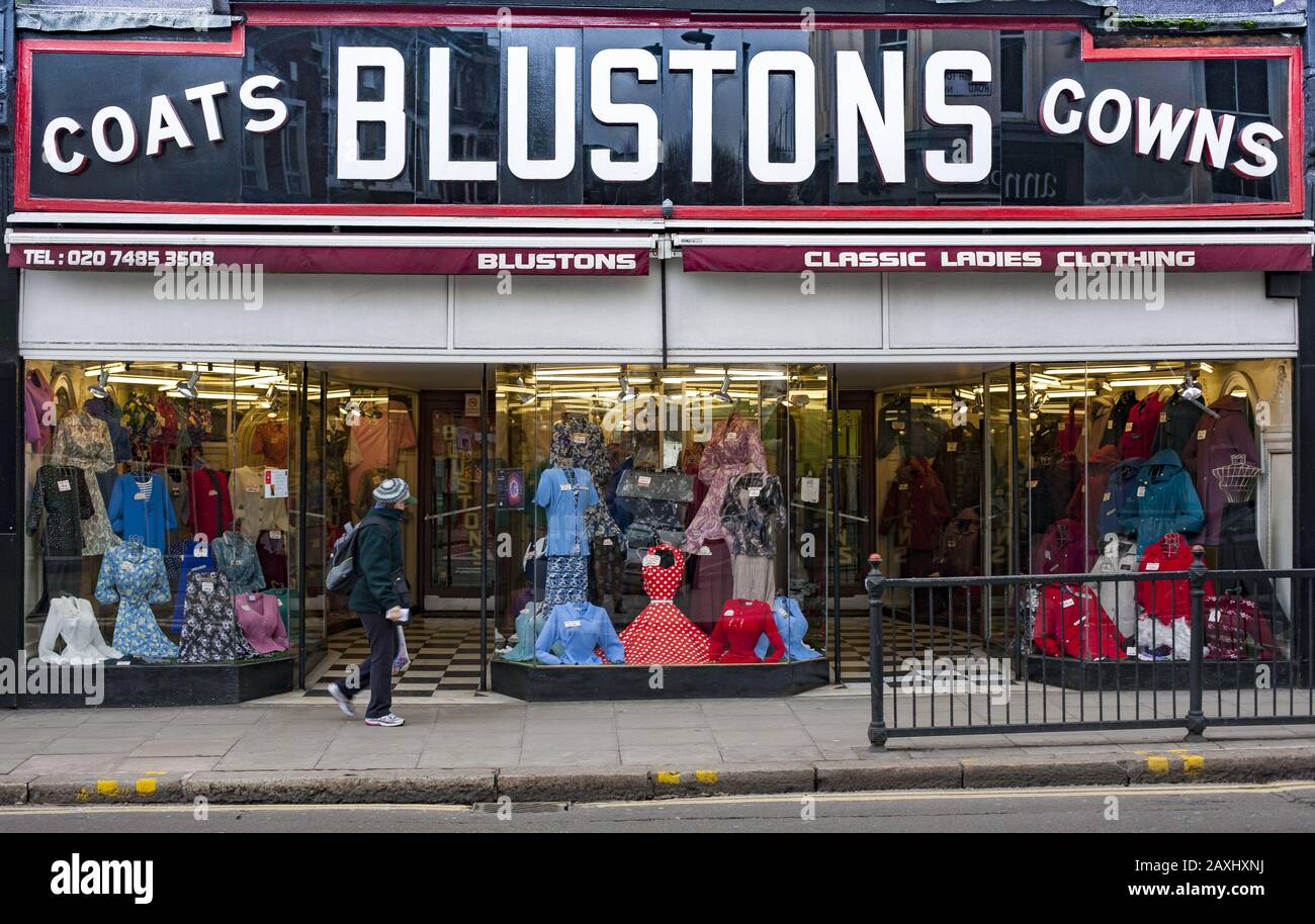 LONDON, UNITED KINGDOM - Jan 12, 2013: Original shopfront of Blustons ...