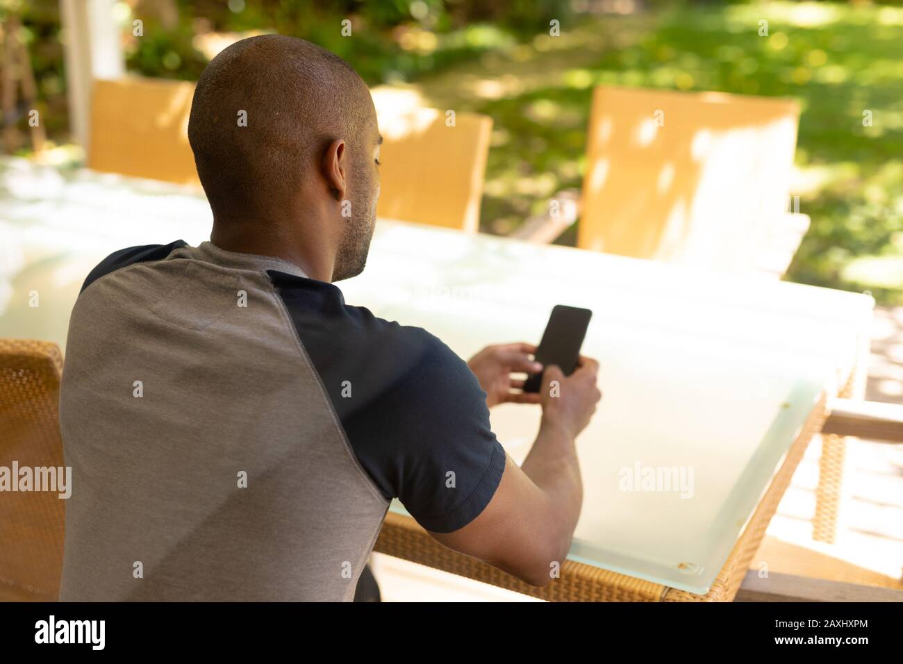 Adult man home terrace using hi-res stock photography and images - Alamy