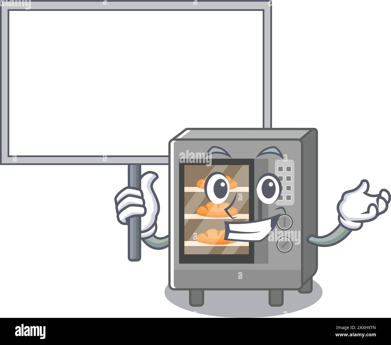 A cute picture of oven cake mascot design with a board Stock Vector ...