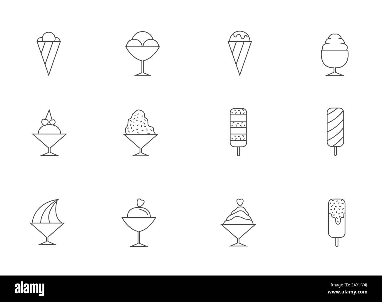 Ice cream thin line icons Stock Vector Image & Art - Alamy