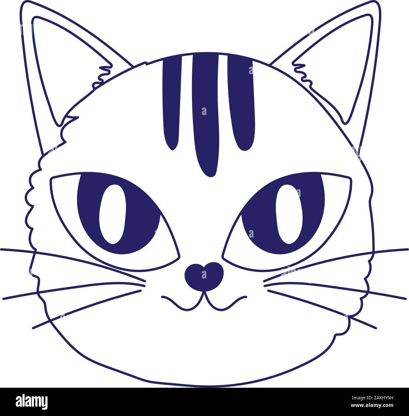 cute cat face cartoon character pets on white background vector ...