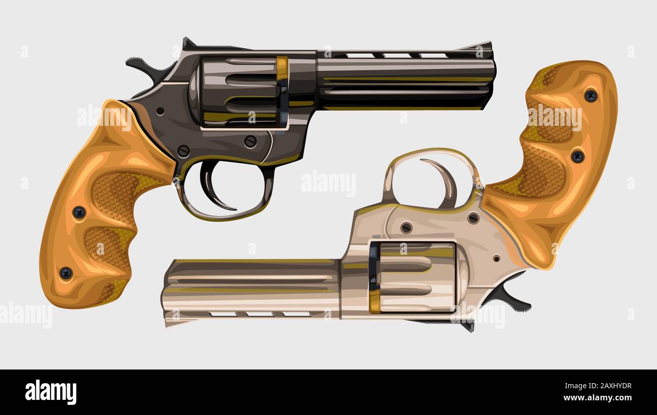 Revolver gun with wooden handle hi-res stock photography and images - Alamy