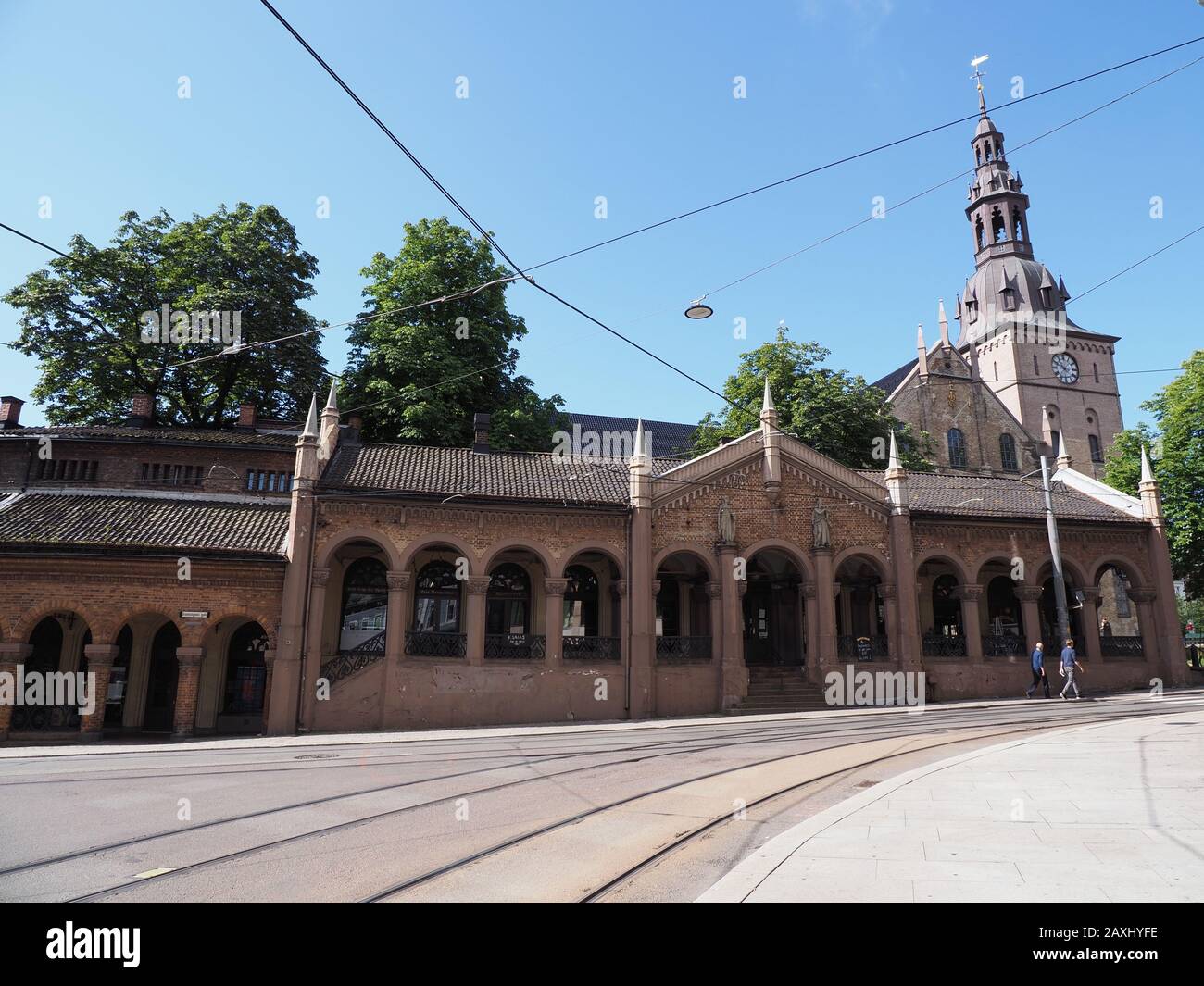 Historical building of former fire guard Brannvakten and cathedral ...