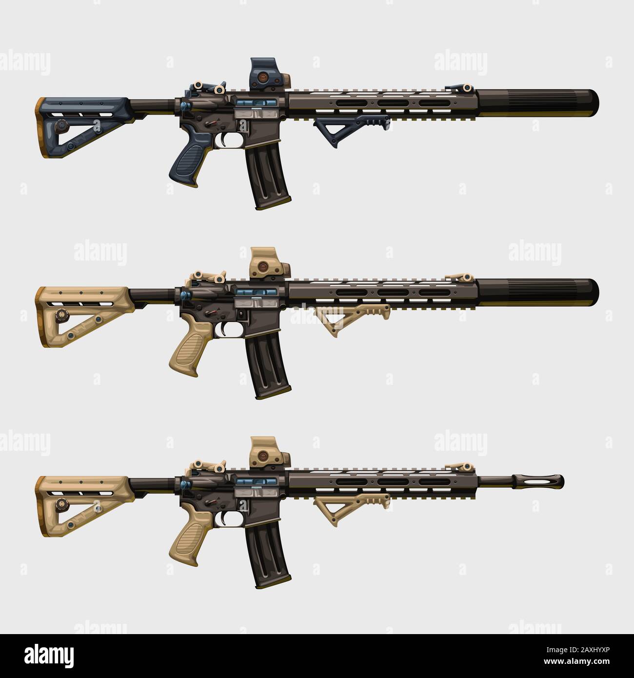 realistic modern assault rifles set Stock Vector Image & Art - Alamy
