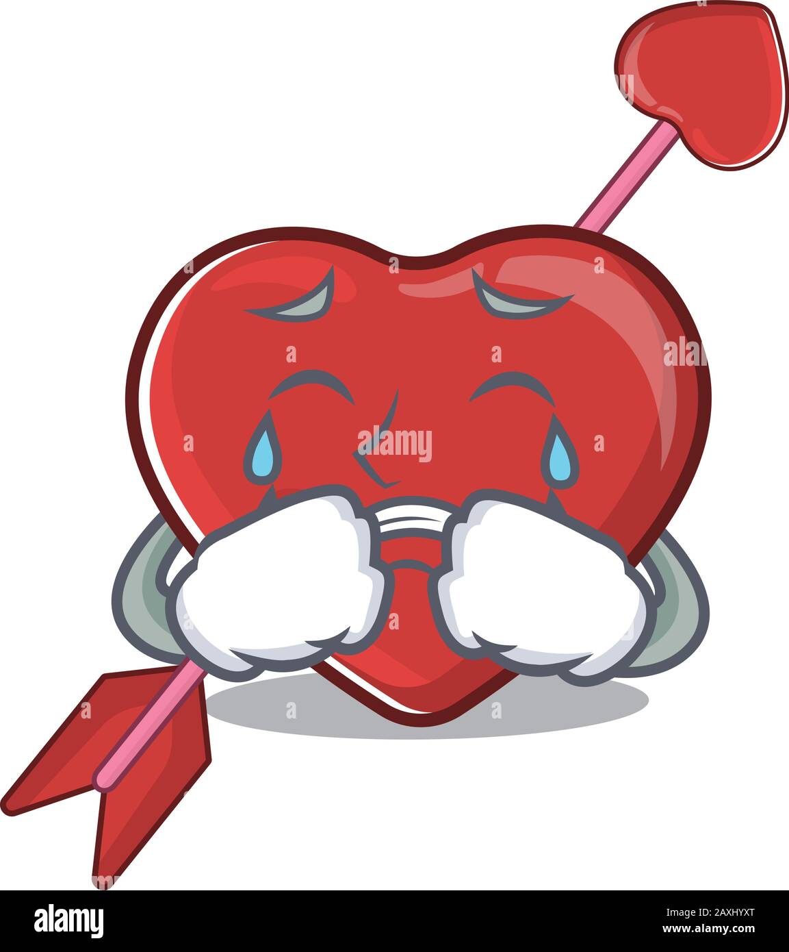 Heart and arrow cartoon character concept with a sad face Stock Vector ...