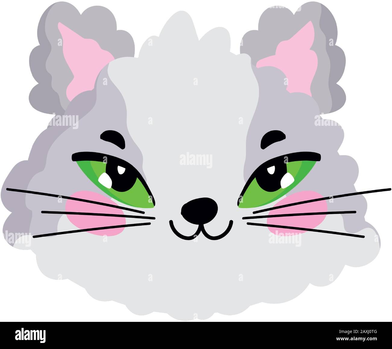 cute cat face cartoon character pets on white background vector ...