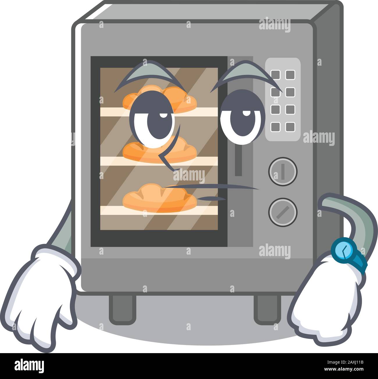 cartoon character design of oven cake on a waiting gesture Stock Vector ...