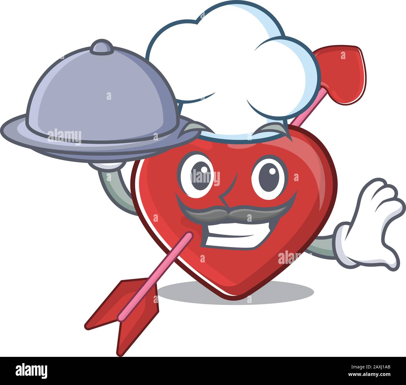 A picture of heart and arrow as a Chef serving food on tray Stock ...