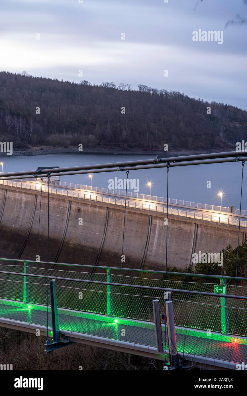 Wendefurth, Germany. 02nd Feb, 2020. View of the green illuminated ...