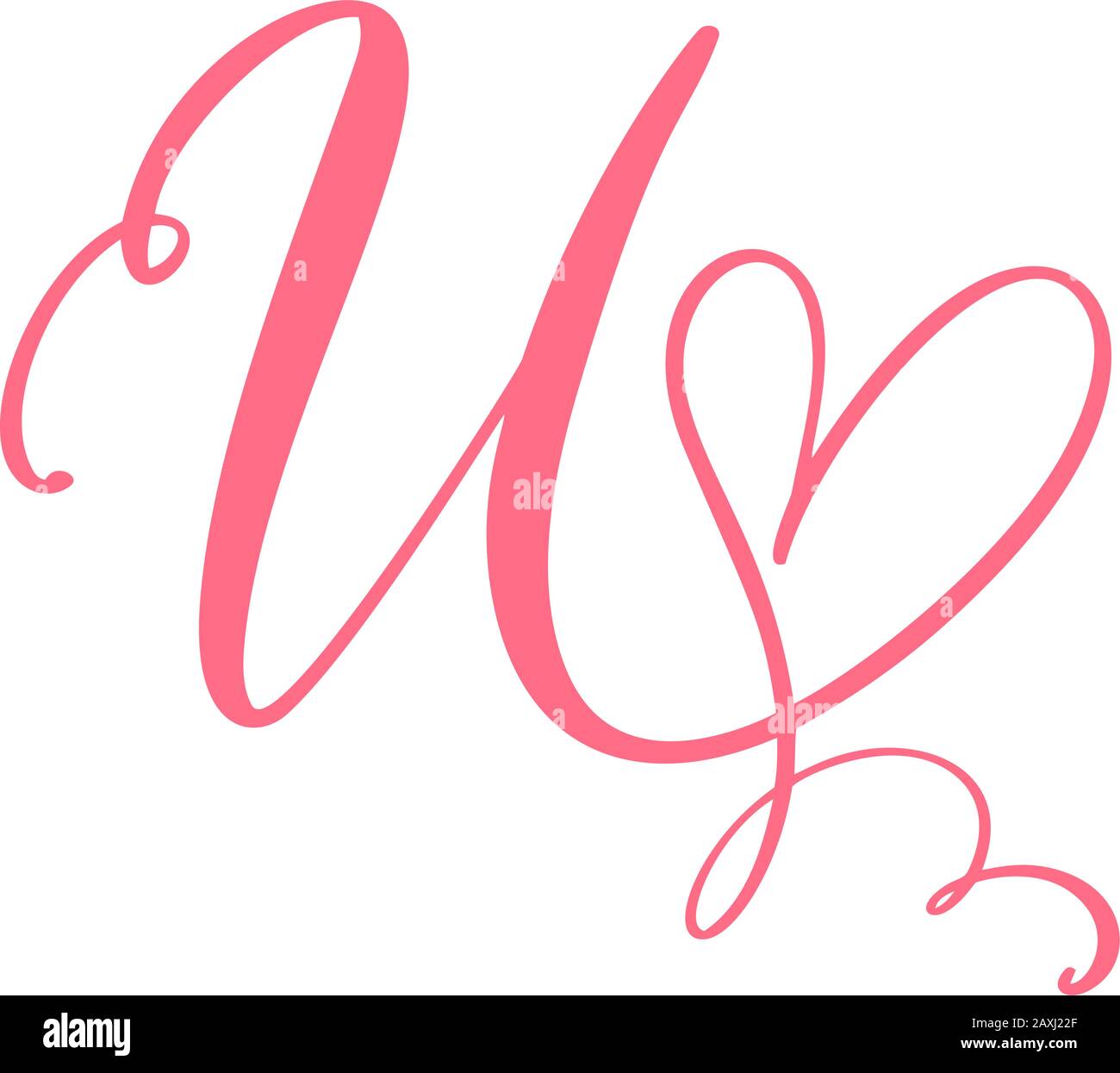 Vector Vintage floral monogram letter U. Calligraphy element heart logo ...
