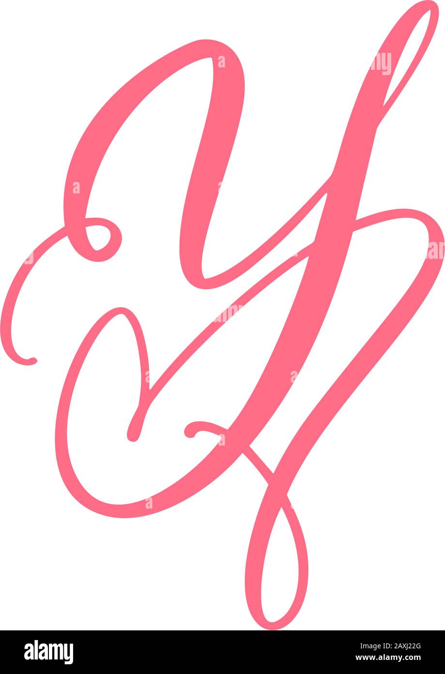 Vector Vintage floral monogram letter Y. Calligraphy element heart logo ...