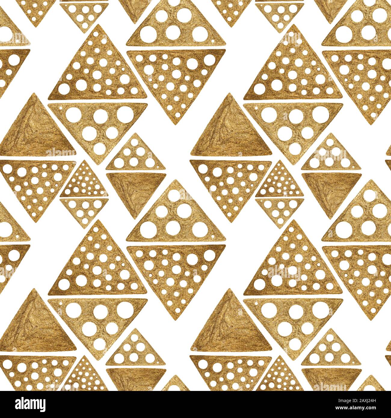 Ethnic gold hand painted seamless pattern. Abstract rhombus golden ...
