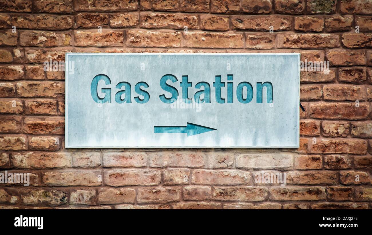 Street Sign the Direction Way to Gas Station Stock Photo - Alamy