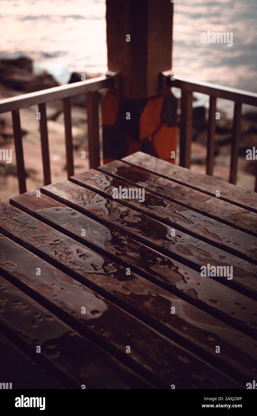 Outdoor wooden table surface hi-res stock photography and images - Alamy