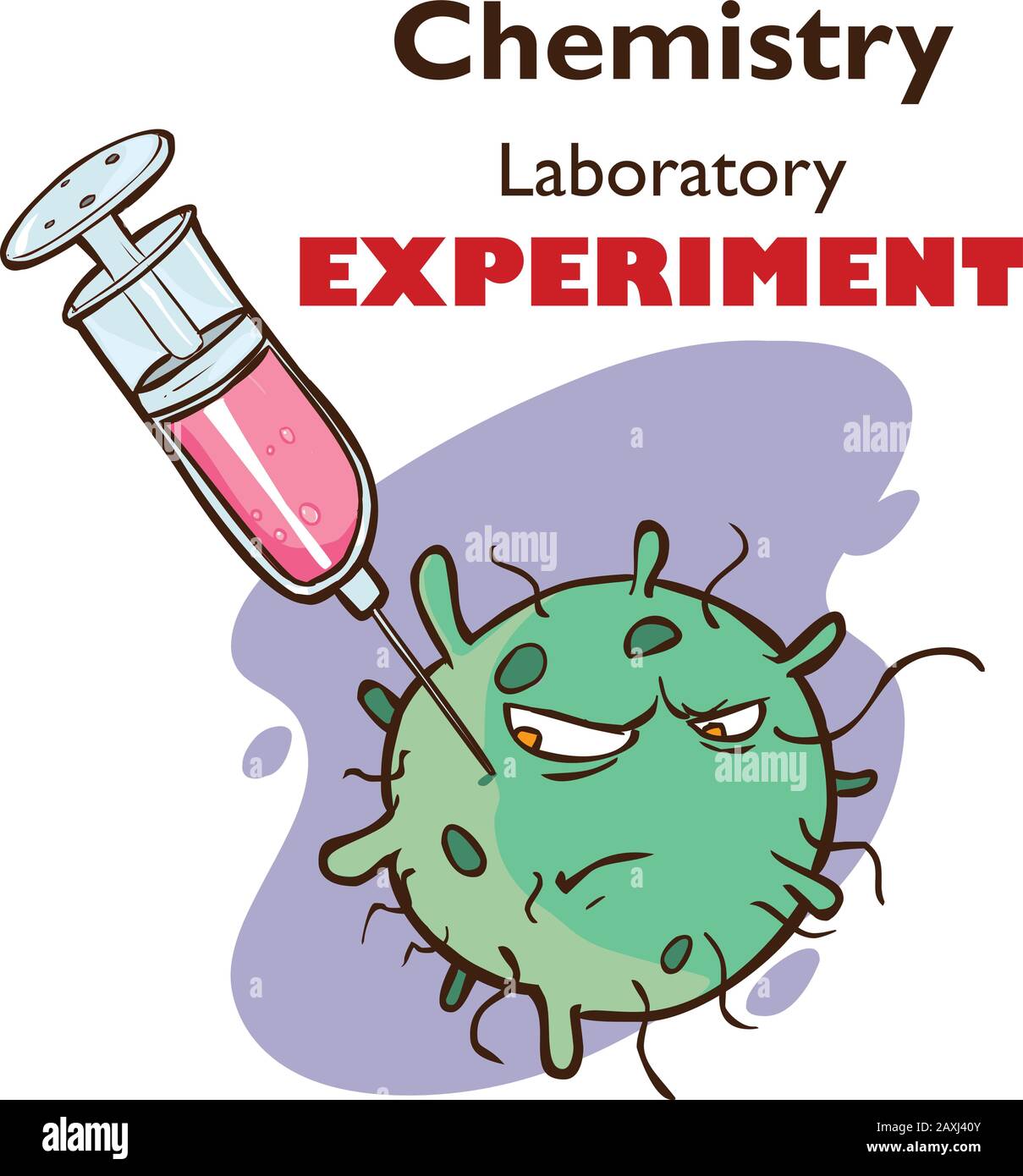 Chemistry laboratory experiment bacteria syringe vector illustration ...