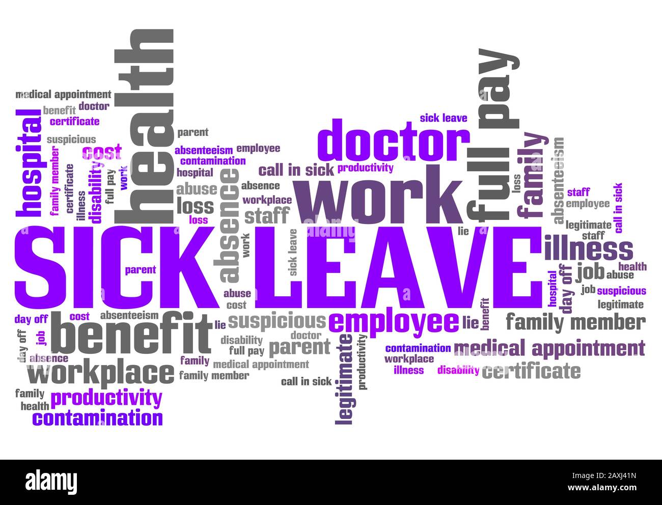 Sick leave - employment issues and concepts word cloud illustration ...