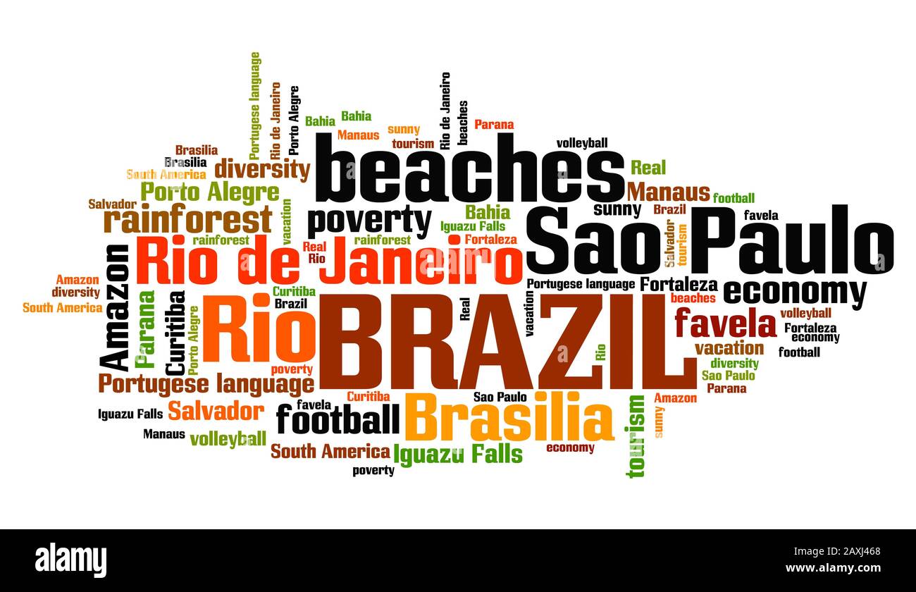 Brazil word cloud illustration. Tag cloud keyword concept Stock Photo ...