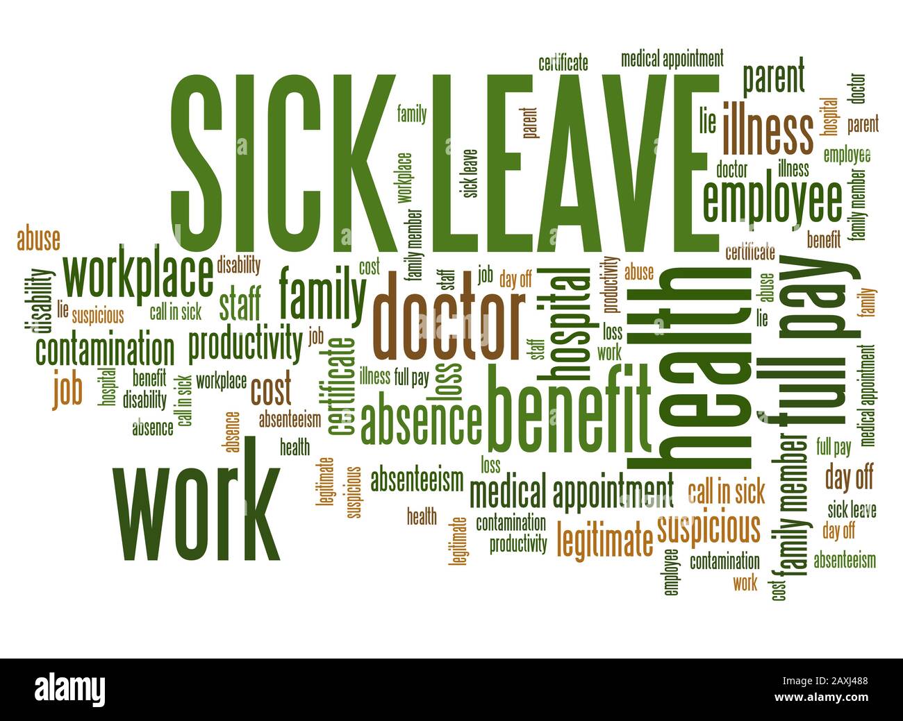 Sick leave - employment issues and concepts word cloud illustration ...