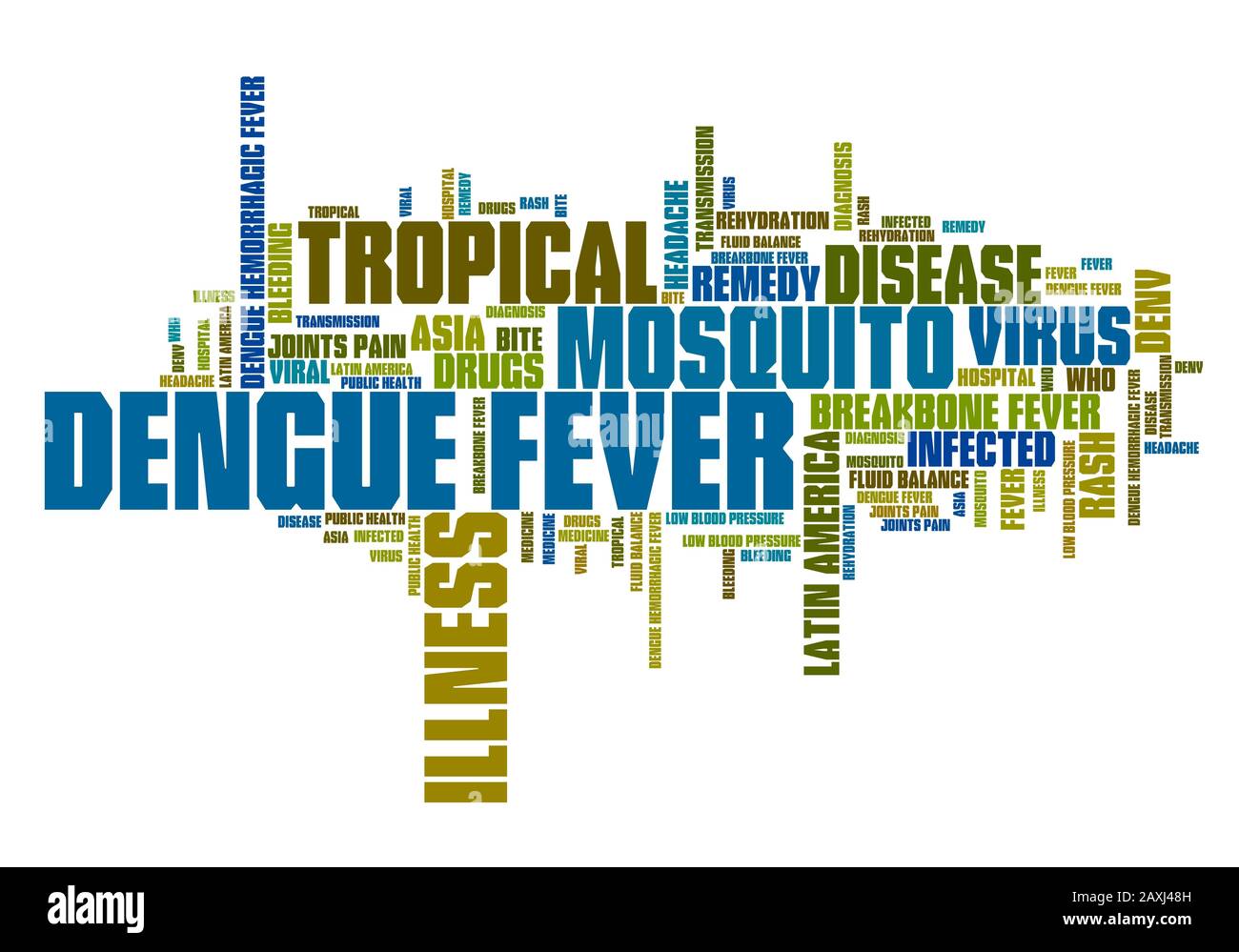 Dengue fever - tropical virus disease. Travel health word cloud Stock ...