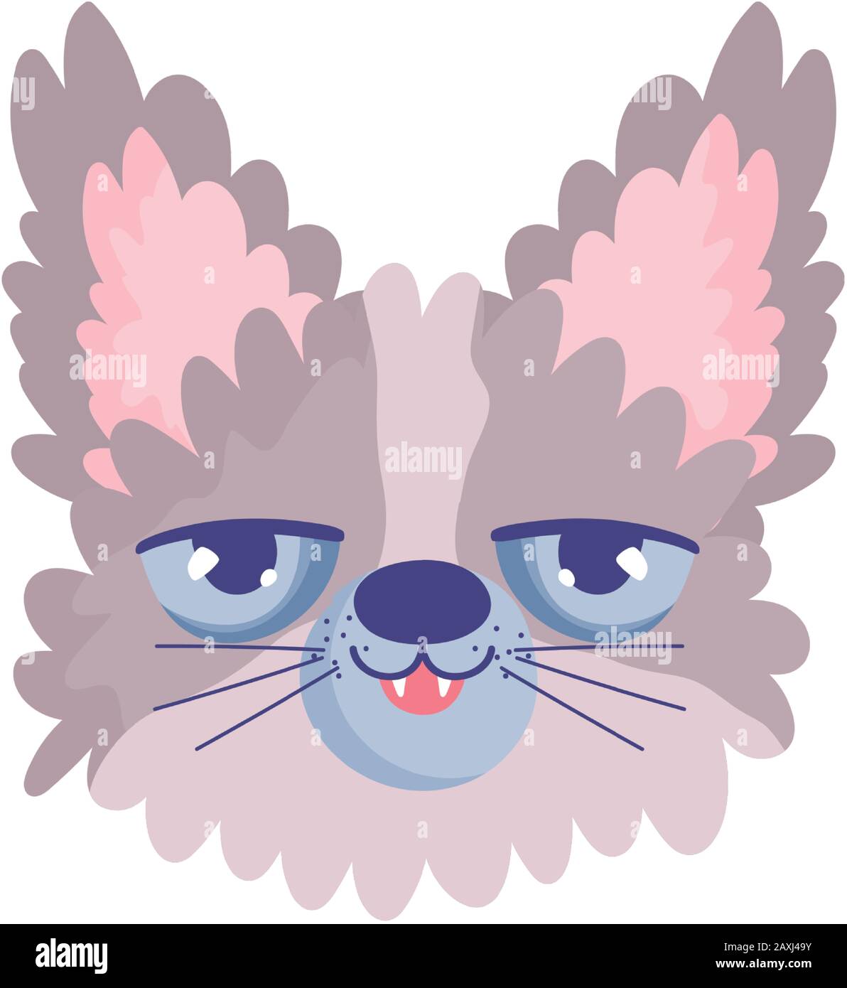 disheveled cat face cartoon character pets on white background vector ...