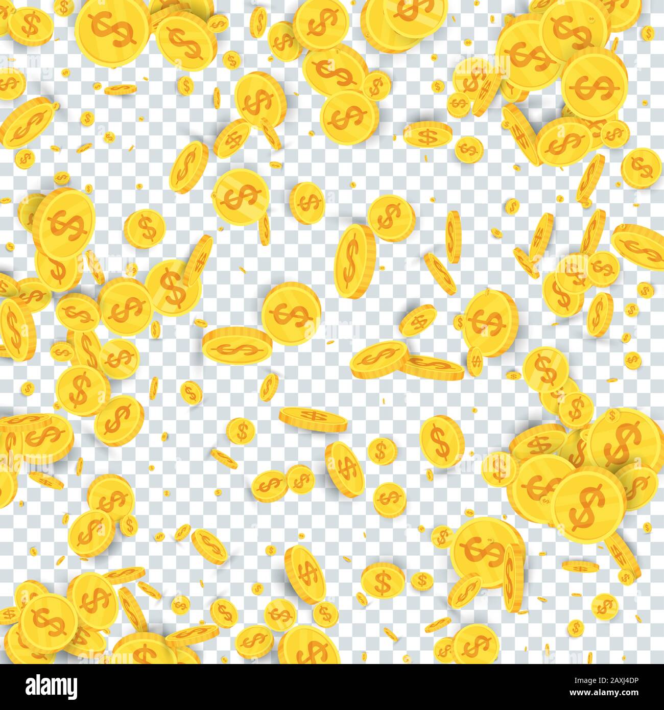 Spinning flying gold coins on transparent background Stock Vector Image ...