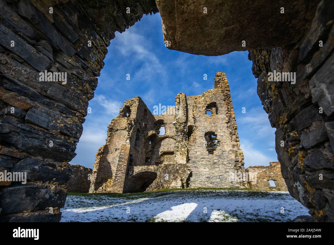 The ruins of Auchindoun Castle, a 15th centure L-plan tower near ...