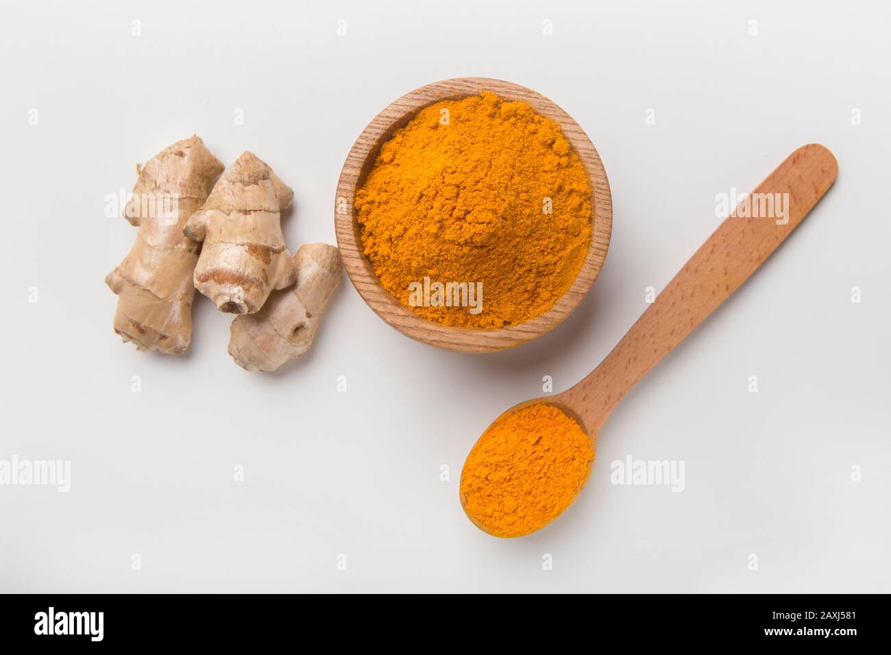 Turmeric root and turmeric powder on white Stock Photo - Alamy