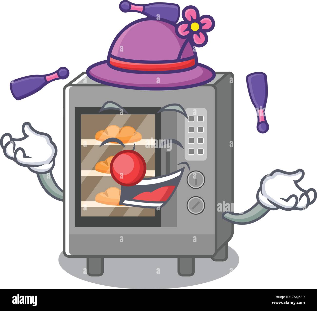 a lively oven cake cartoon character design playing Juggling Stock ...