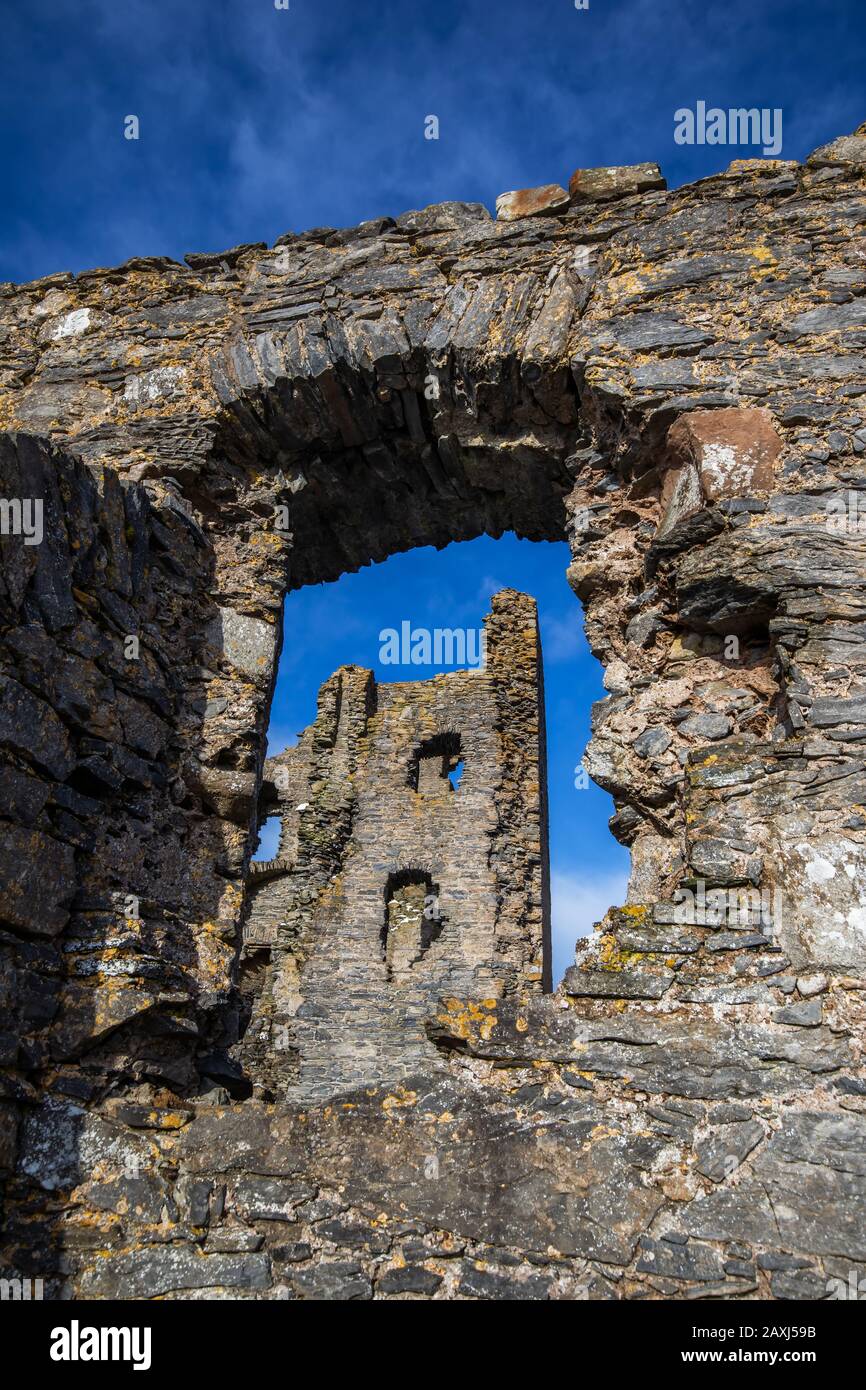 The ruins of Auchindoun Castle, a 15th centure L-plan tower near ...
