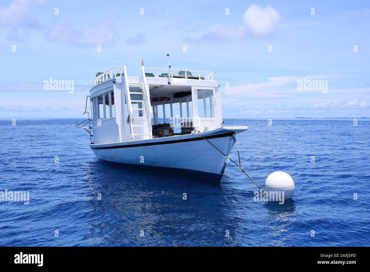 Traditional Dhoni ship for transport of tourists on the maldives Stock ...
