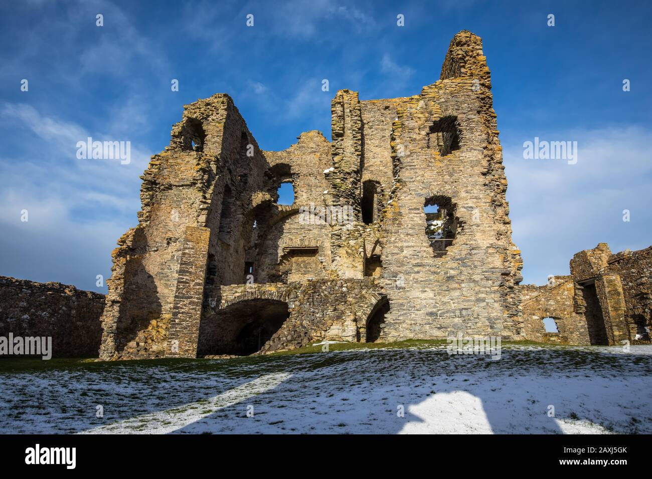 The ruins of Auchindoun Castle, a 15th centure L-plan tower near ...