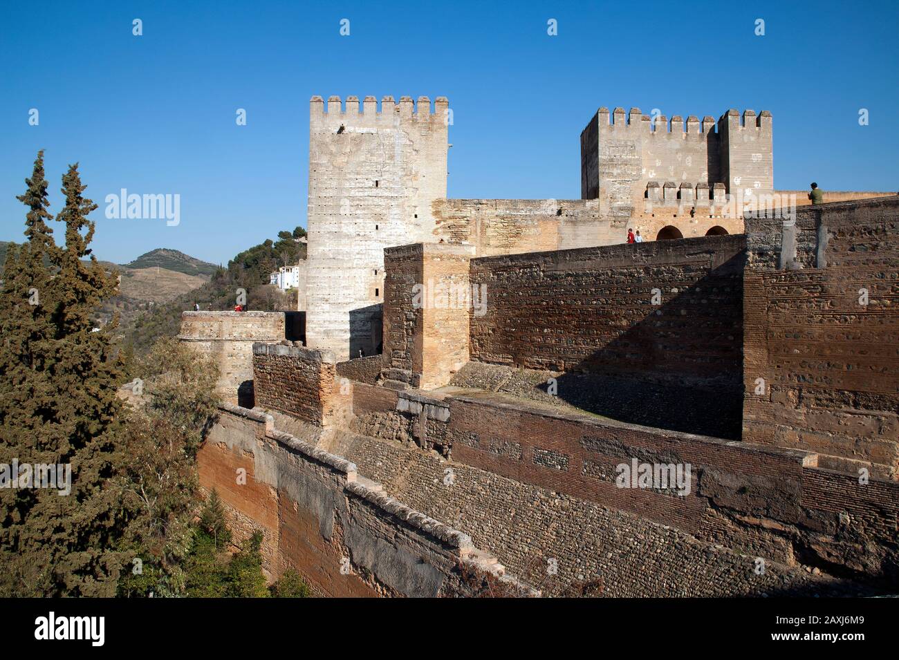 Granada Spain, external walls of the Alhambra highlighting the ...