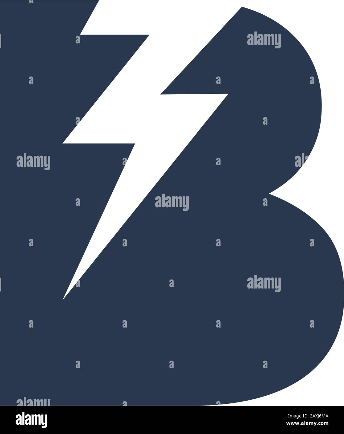 Logo Design Concept with initial letter and Thunder Flash Light Icon ...