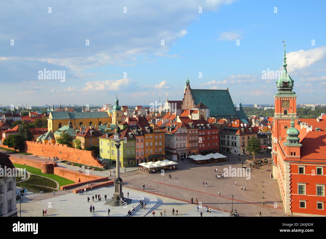 Warsaw, Poland. Old Town - famous Royal Castle on the right. UNESCO ...