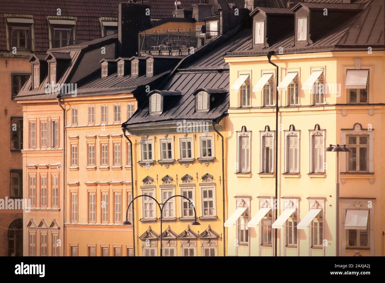 Stockholm, Sweden. View of famous Gamla Stan (the Old Town). Cross ...