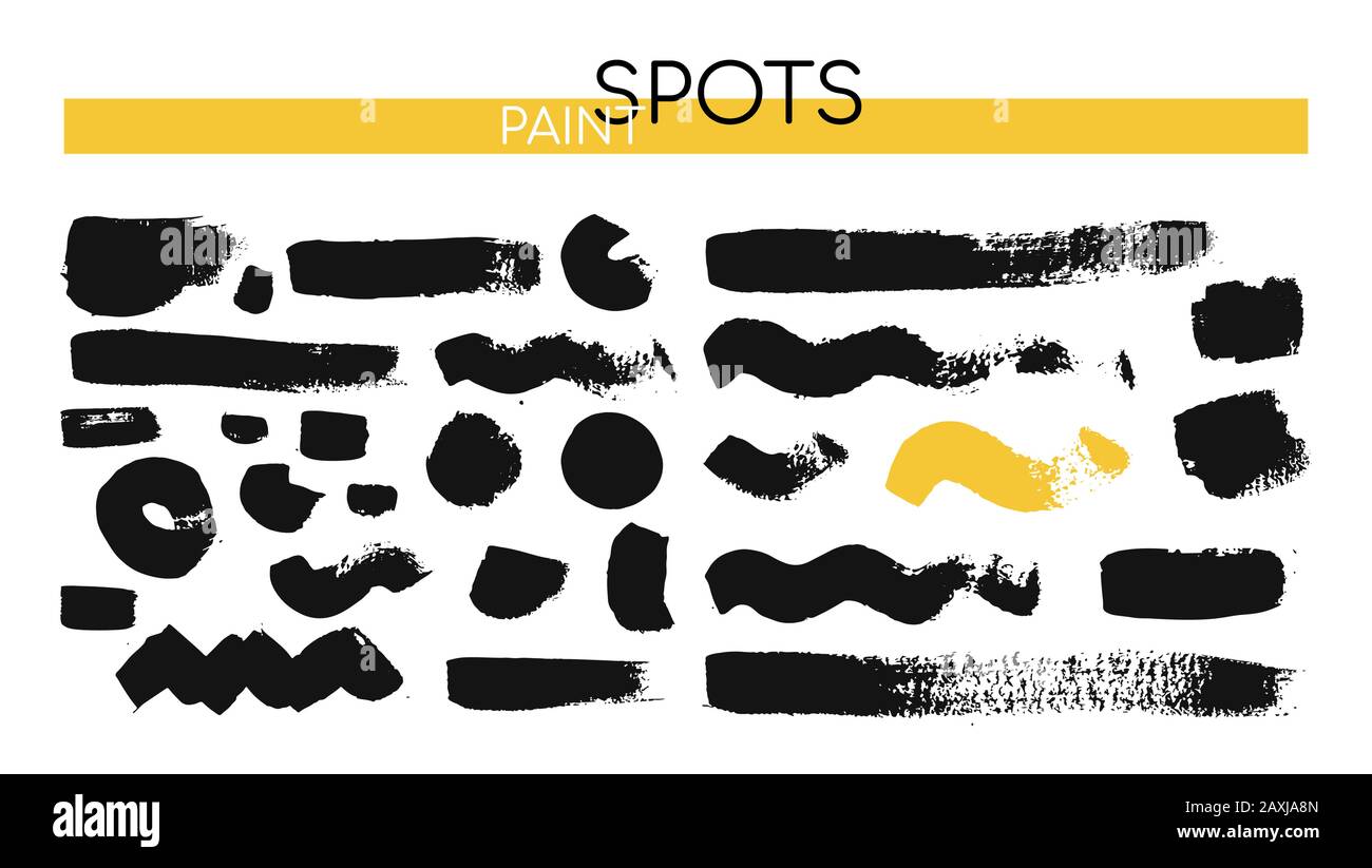 Black paint spots - set of isolated design elements on white background ...