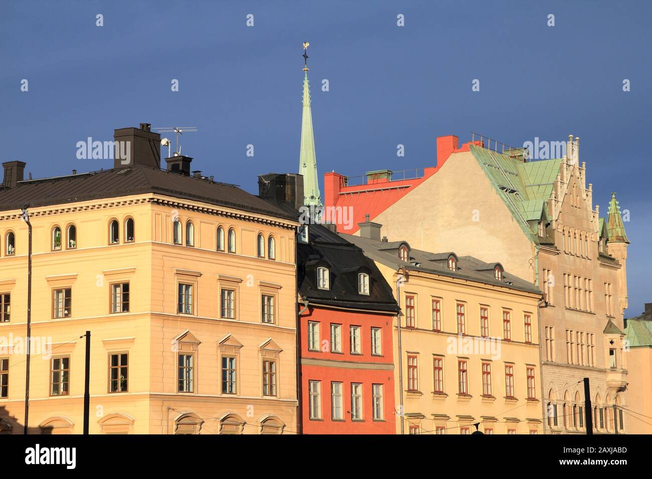 Gamla Stan - old town of Stockholm, Sweden in sunset light. Munkbron ...