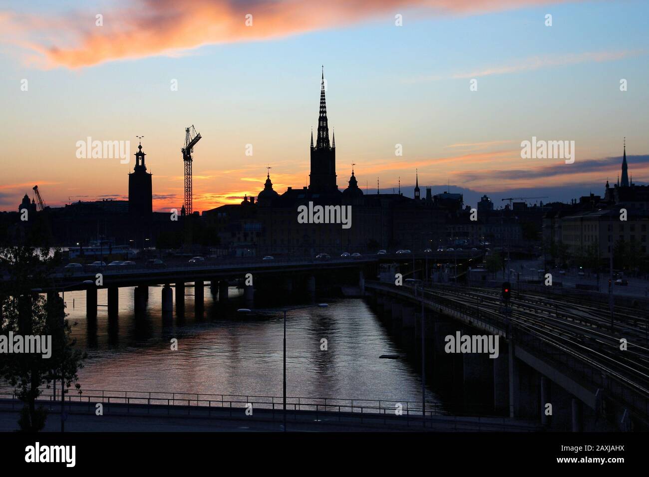 Stockholm sunset skyline - cityscape seen from Sodermalm Stock Photo ...